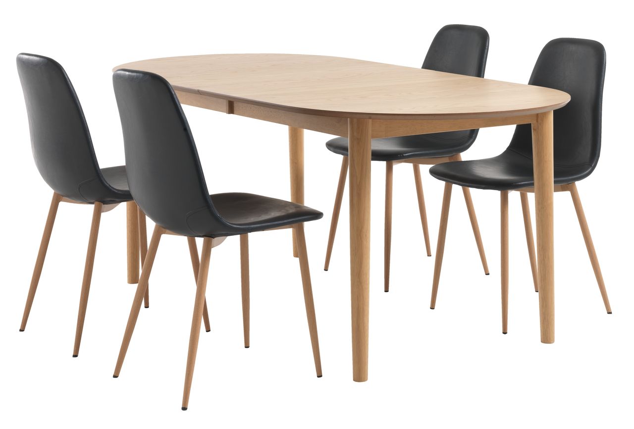 EGENS L190/270 table chêne + 4 JONSTRUP noir/chêne | JYSK