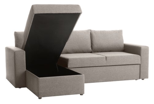 Bäddsoffa schäslong MARSLEV ljusgrå | JYSK