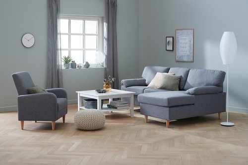 Puff NEBLE Ø50 beige stickat material | JYSK