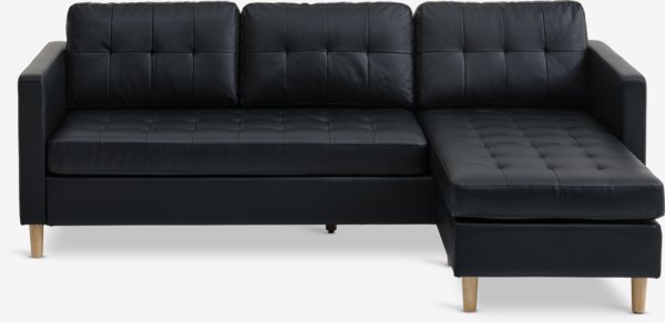 Sofa FALSLEV chaise longue black faux leather | JYSK